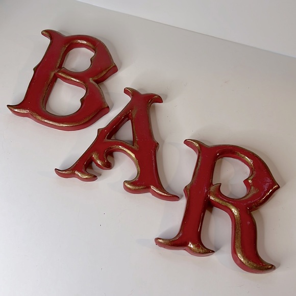 Hand Crafted | Accents | Vintage Bar Decor Plaster Painted Letters ...